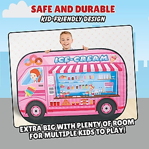Pop Up Play Tent for Kids - My First Foldable Indoor & Outdoor Playhouse Vehicle Toys for Toddlers, Boys and Girls (Ice Cream Truck)