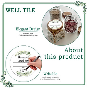 500Pcs Watercolor Green Plants Canning Stickers Round Food Labels 2 Inch - Write on Date Contents Canning Jar Lids Labels with Lines for Mason Jars Homemade Jam and Jelly