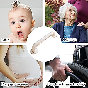 Handicap grab bars for shower ，elderly wall mount bathro safety ， handle Bath Grab anti slip grip Heavy Duty （White11.8in）