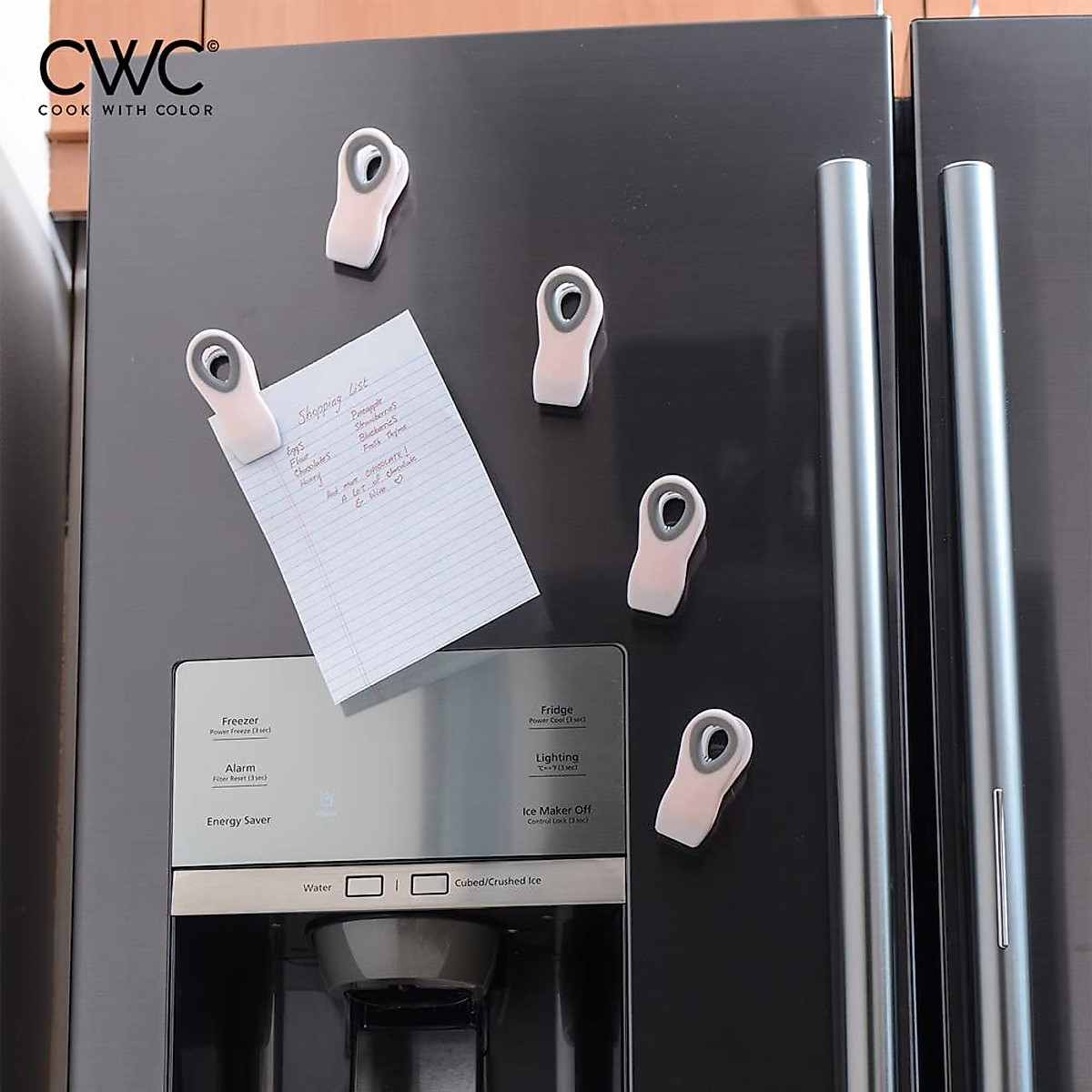 COOK WITH COLOR Bag Clips with Magnet- Food Clips, Chip Clips, Bag Clips for Food Storage with Airtight Seal Grip for Bread Bags, Snack Bags and Food Bags (Pink, Pack of 10)