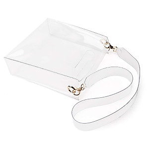 Tiwougel 11" Women Clear Crossbody Purse Bag,Transparent &Waterproof Plastic PVC Shoulder Handbag-Medium Vertical
