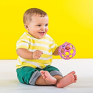 Bright Starts Oball Easy-Grasp Rattle BPA-Free Infant Toy in Pink, Age Newborn and up, 4 Inches
