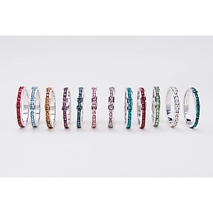 Muses Art Design Birthstone Eternity Band Ring (Channel Set/Full Round), Stackable Fashion Ring with Crystal Birthstone