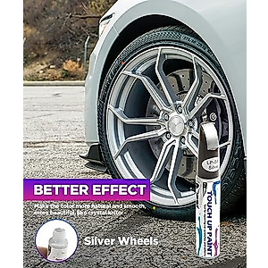 YAKEFLY Car Touch Up Paint Pen - Two-In-One Wheel Scratch Fix, Quick & Easy Rim Scratch Repair (Silver)