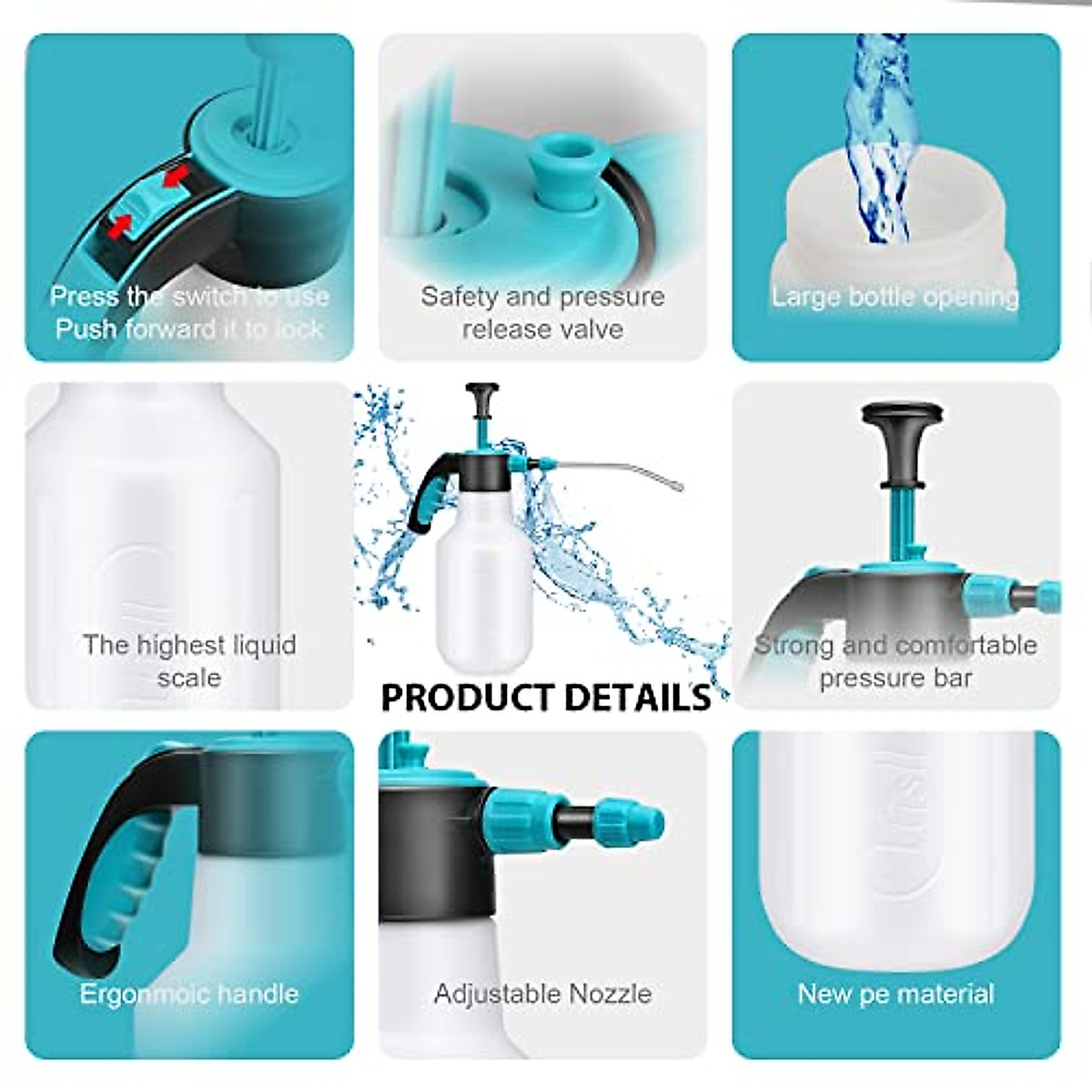 Itisll Manual Garden Sprayer Hand Lawn Pressure Pump Sprayer Safety Valve Adjustable Brass Nozzle with Extended Spray Wand, Durable Polyethylene Rod 0.5 Gal