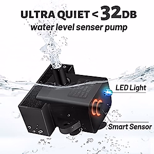 DEEIPET Cat Water Fountain, 2.2L/74oz Ultra Quiet Cat Fountain Water Bowl with Filter, Automatic Pet Water Fountain with an Adapter and Colorful LED Indicator, for Cats, Dogs, and Small Pets