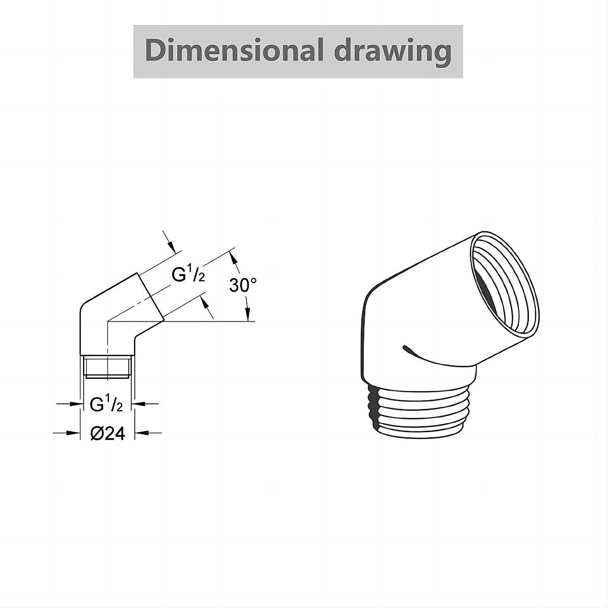 Shower Head Adapter,Solid Brass 135 Degree Shower Elbow Adapter,G1/2" Shower Head Extension Arm Connector (Chrome) (unspinable)