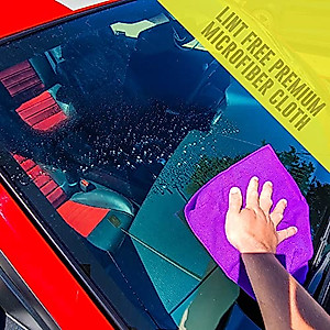 Ultra Clarity Auto Windshield & Glass Cleaning Spray Kit, 18 oz Spray & 2 Large Premium Microfiber Cloths, Safe on Tinted Windows, Touchscreen Display, Optical Grade, High Shine Streak-Free Cleaner