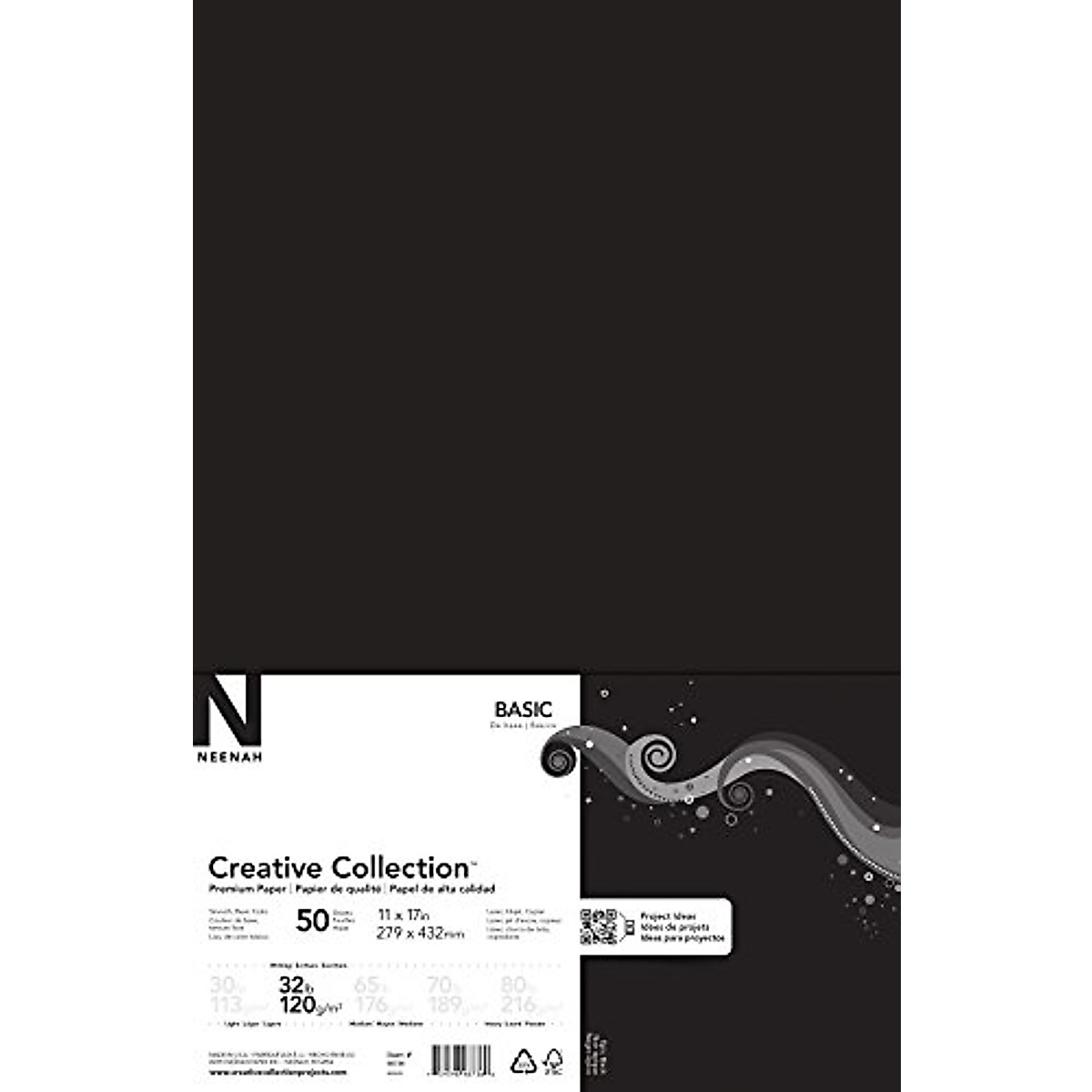Neenah Creative Collection Cardstock Pack 11"X17" 50/Pkg-Epic Black