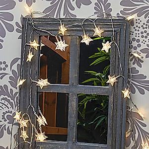 Sterno Home GL42595 LED Battery-Operated Star String Lights, 44 Feet, Warm White Cord