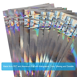 ZOENHOU 300 PCS 3 x 4 Inch Resealable Smell Proof Bags, Flat Clear Mylar Bags Holographic Rainbow Ziplock Storage Bags Plastic Packaging Bags for Jewelry Candies Screws