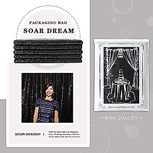 Black Backdrop Curtains for Parties 2 Panels 2ftx8ft Sequin Birthday Backdrop Seamless Photography Background Halloween Decoration