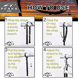 Peaka Pro Tree Swing Straps Hanging Kit - Adjustable 7-Foot Extra Long Hammock Tree Straps Portable, Swing Tree Straps with 2-Ton Tensile Strength - Tree Straps for Swings with Finger Pinch-Safe Cover