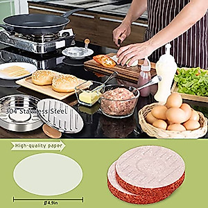DSTHISAR Burger Press, 5”Stainless Steel Hamburger Press Patty Maker, Non-Stick Hamburger Press for Making Patties, for Grilling and Cooking, Comes with 100 Pieces of Wax Paper