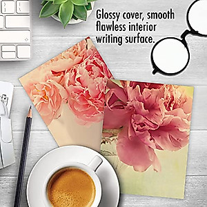 The Best Card Company - 10 Blank Note Cards with Flowers (4 x 5.12 Inch) - Floral Notecards, All Occasion Boxed Assortment - Full Blooms M6553OCB