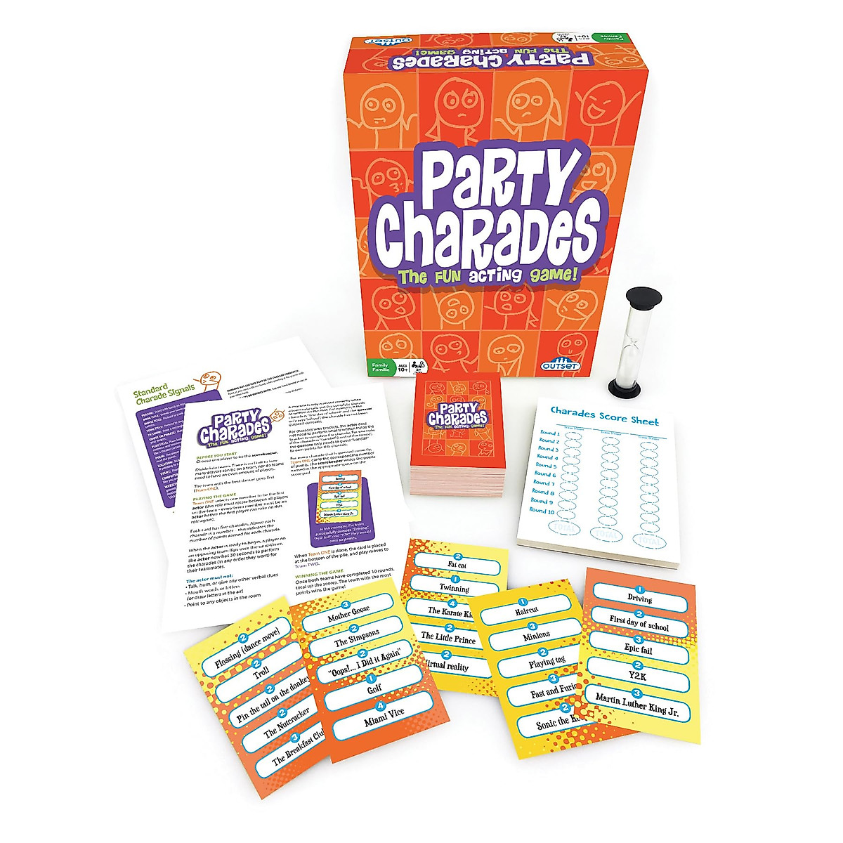 Party Charades - Outset Media, The Fun Acting Party Game, Team-vs-Team, Family Game Night, Ages 10+, 2+ Teams