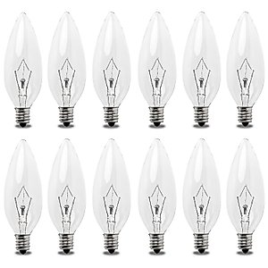 Seentech 12 Pack 25W 120V E12 Base B10 CTC Incandescent Light Bulbs, Transparent Candle Light Bulbs Perfect for Chandeliers, Ceiling Fan Lights, Pendants, Fireplace, Dimmable, Warm White 2700K