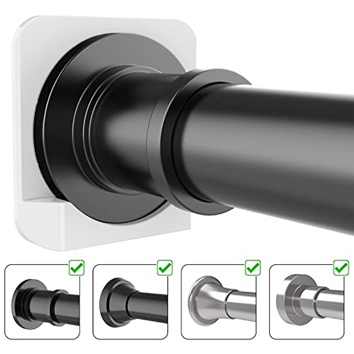 Shower Rod Holders for Wall, Adhesive Shower Curtain Rod Holder No Drilling, 2 Pack Waterproof Shower Rod Mount Retainer for Wall