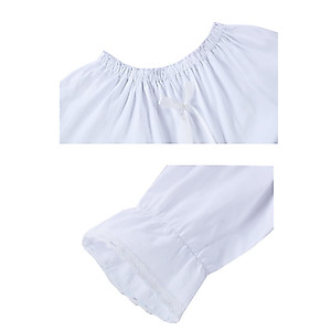 PUFSUNJJ Kids Girls Soft Cotton Nightgown Sleepwear Dress Toddler 3-12 Years Off-white