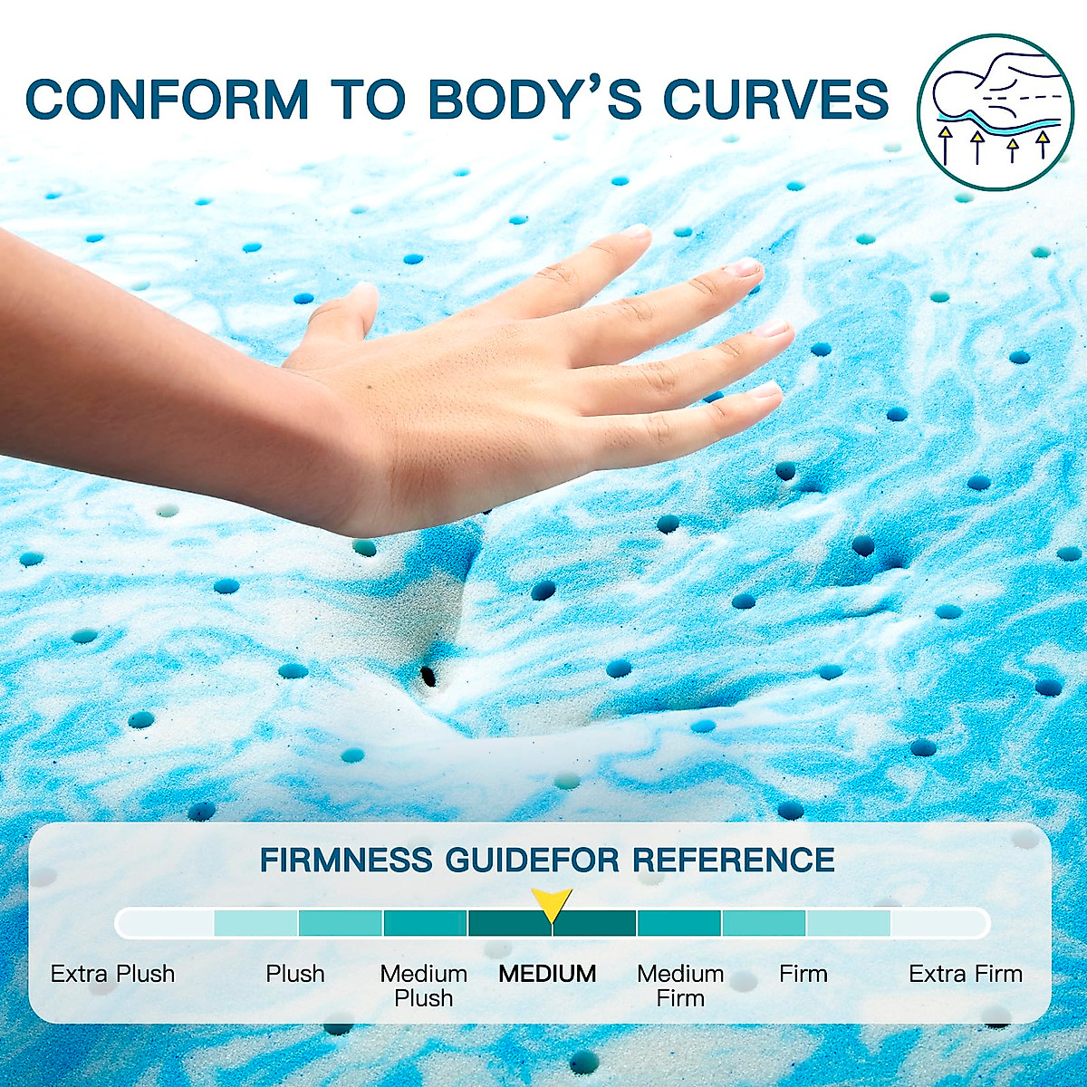 Airensky 2 Inch Twin XL (39"x80") Memory Foam Mattress Topper, Cooling Gel Infused Foam Mattress Topper for Pressure Relief Back Pain, Single Bed Toppers, CertiPUR-US