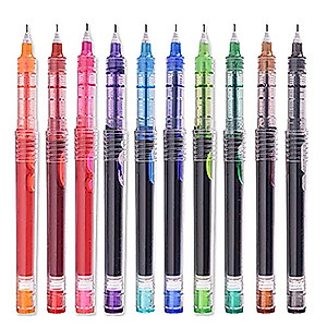 10pcs Rolling Ball Pens, Quick-Drying Ink Pens, 0.5mm Fine Point Pens Liquid Ink Rollerball Pens for School Office Home. (10 Colors Ink)
