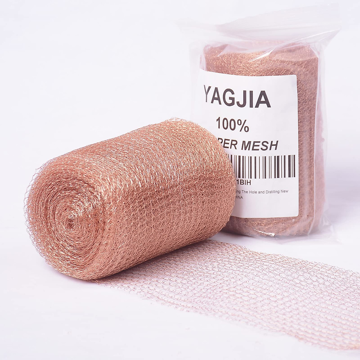 YAGJIA Copper Mesh Rodent Control, 5 in x 32 ft Pure Copper Wire Mesh, Rustproof Copper Mesh Roll, Double Layer Rodent Mesh Barrier for Hole Blocking