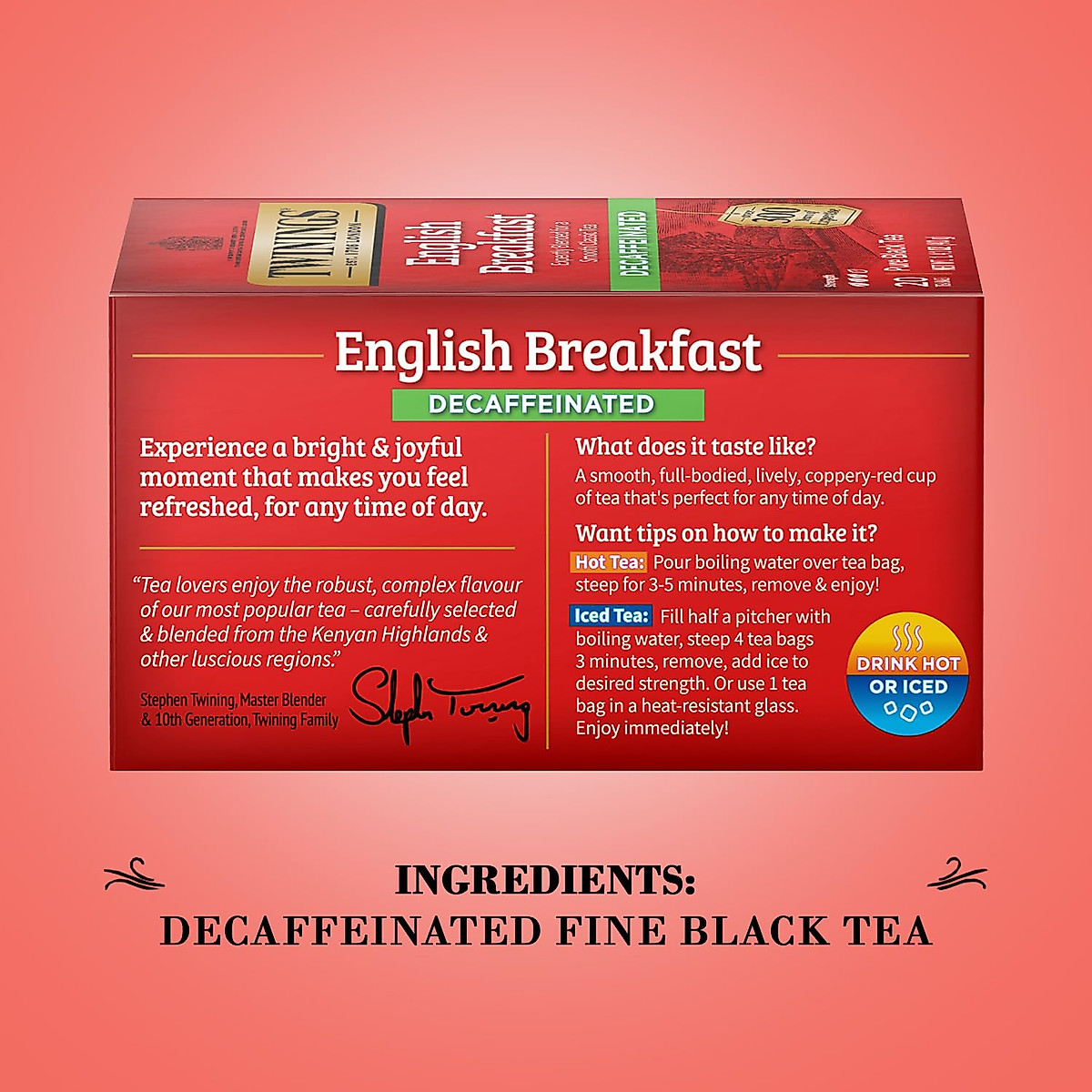 Twinings English Breakfast Decaffeinated Tea, Decaf Black Tea Bags Individually Wrapped, 20 Count Ea (Pack of 3)