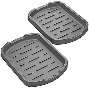 GOOD TO GOOD Silicone Soap Dish - Sponge Holder, Bathroom and Kitchen Sink Organizer Tray Set of 2 - Waterproof, Non-Slip, Durable, Flexible, Heat-Resistant, Eco-Friendly, Easy Clean