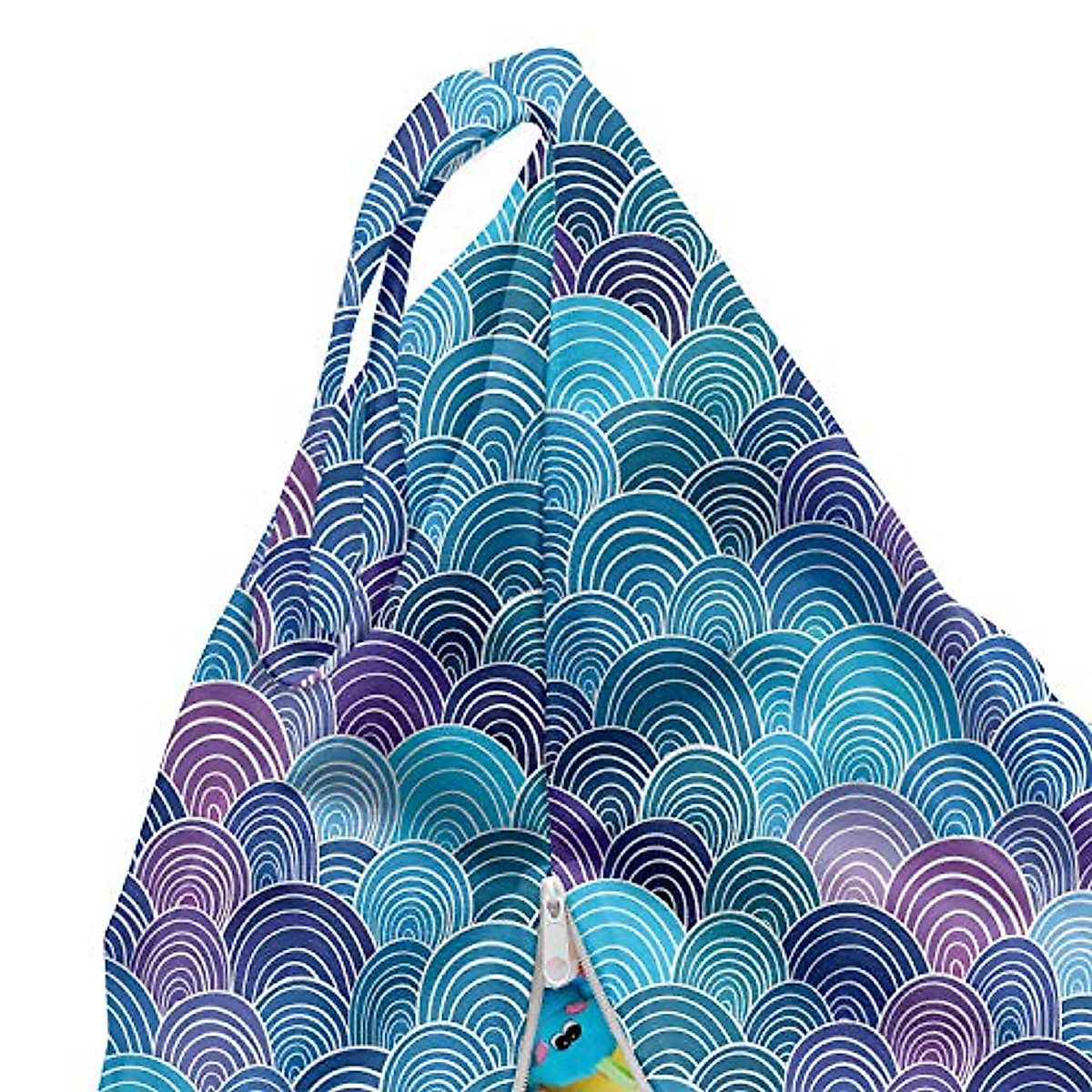 Lunarable Abstract Lounger Chair Bag, Hand Drawn Waves Half Circles in Violet Blue Tones, High Capacity Storage with Handle Container, Lounger Size, Lavender Sky Blue