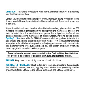XYMOGEN OptiMag 125 - Magnesium Supplement with Di-Magnesium Malate & Glycinate Lysinate to Support Nerve, Muscle, Bone Health + Heart Health (120 Capsules)