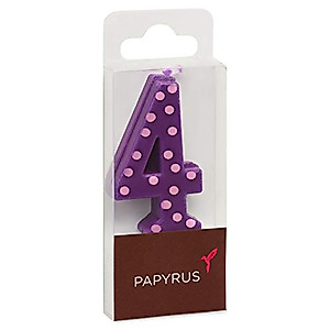 Papyrus Number 4 Birthday Candle, Purple Polka Dots (1-Count)