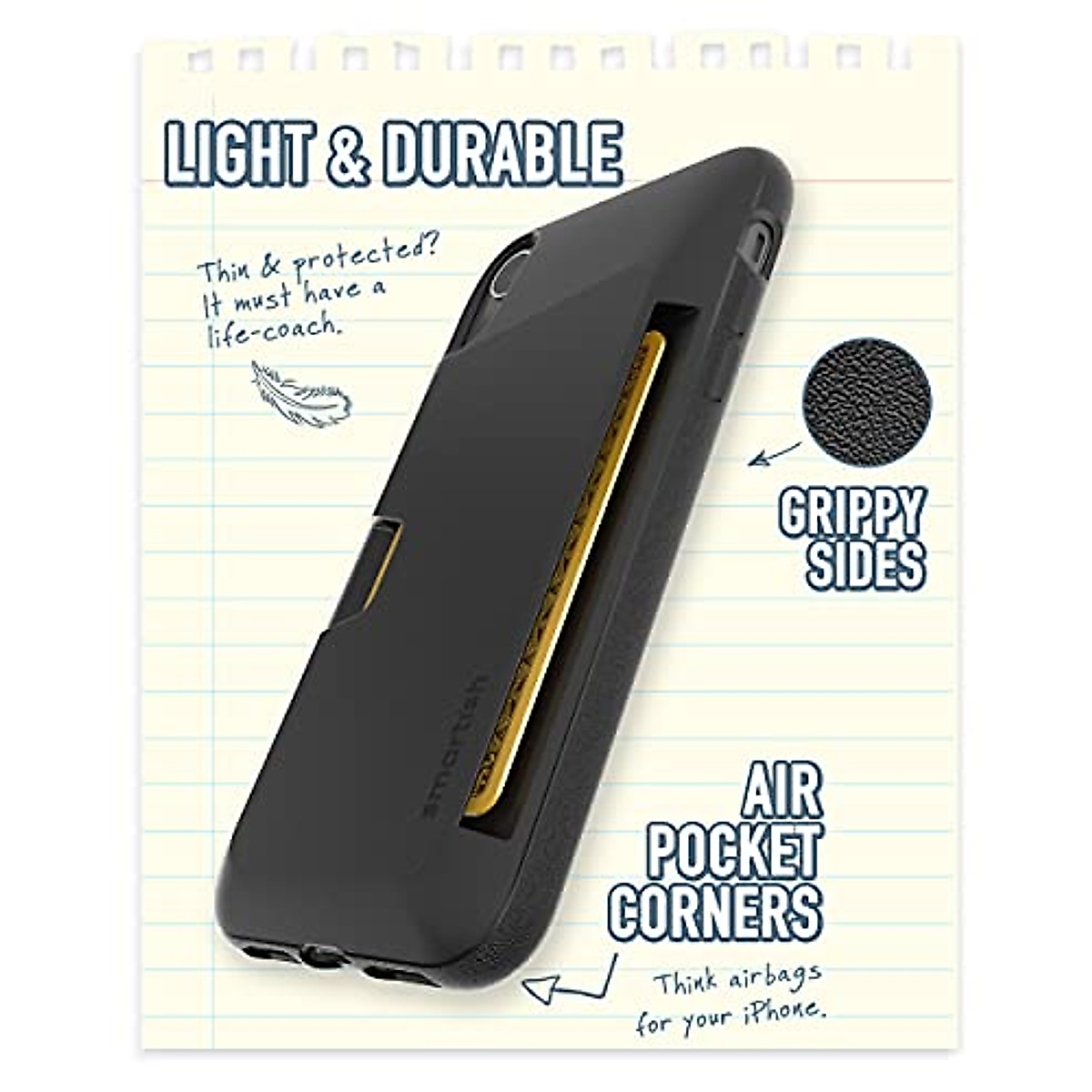 Smartish iPhone XR Wallet Case - Wallet Slayer Vol. 1 [Slim + Protective] Credit Card Holder for Apple iPhone 10R (Silk) - Black Tie Affair