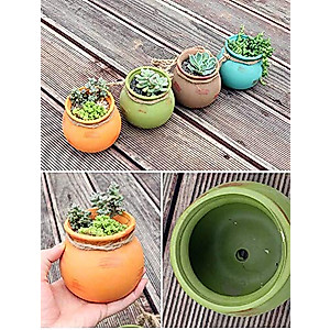4PCS 4.0 Inch Hanging Succulent Planters Dangling Ceramic Pot Wall or Ceiling Mount Hanging Ceramic Plant Pot Hanging Planter Hanging Pendant Hanging Basket Succulent Planter/Succulent Cactus/