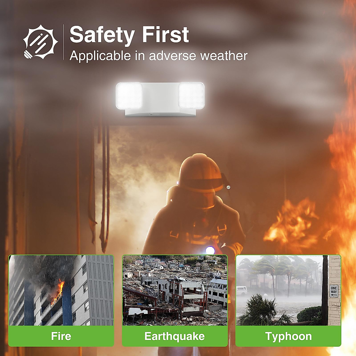 FREELICHT 4 Pack LED Emergency Lights for Business, with Battery Backup, Two Head Adjustable LED Emergency Square Lighting, UL 924 Certified