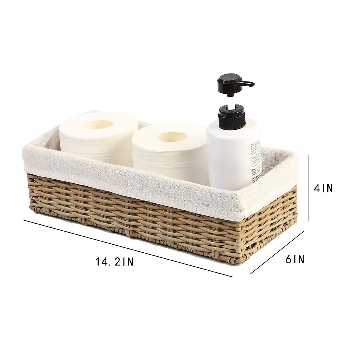 HOSROOME Bathroom Wicker Baskets for Organizing Toilet Paper Basket Storage Basket for Toilet Tank Top Decorative Basket for Closet, Bedroom, Bathroom, Entryway, Office(Set of 2,Beige)