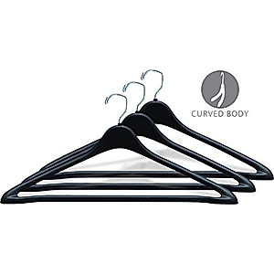 Heavy Duty Black Plastic Suit Hanger with Fixed Bar, (Box of 100) Sturdy 1/2 Inch Thick Coat Hangers with Square Topped Chrome Swivel Hook by The Great American Hanger Company