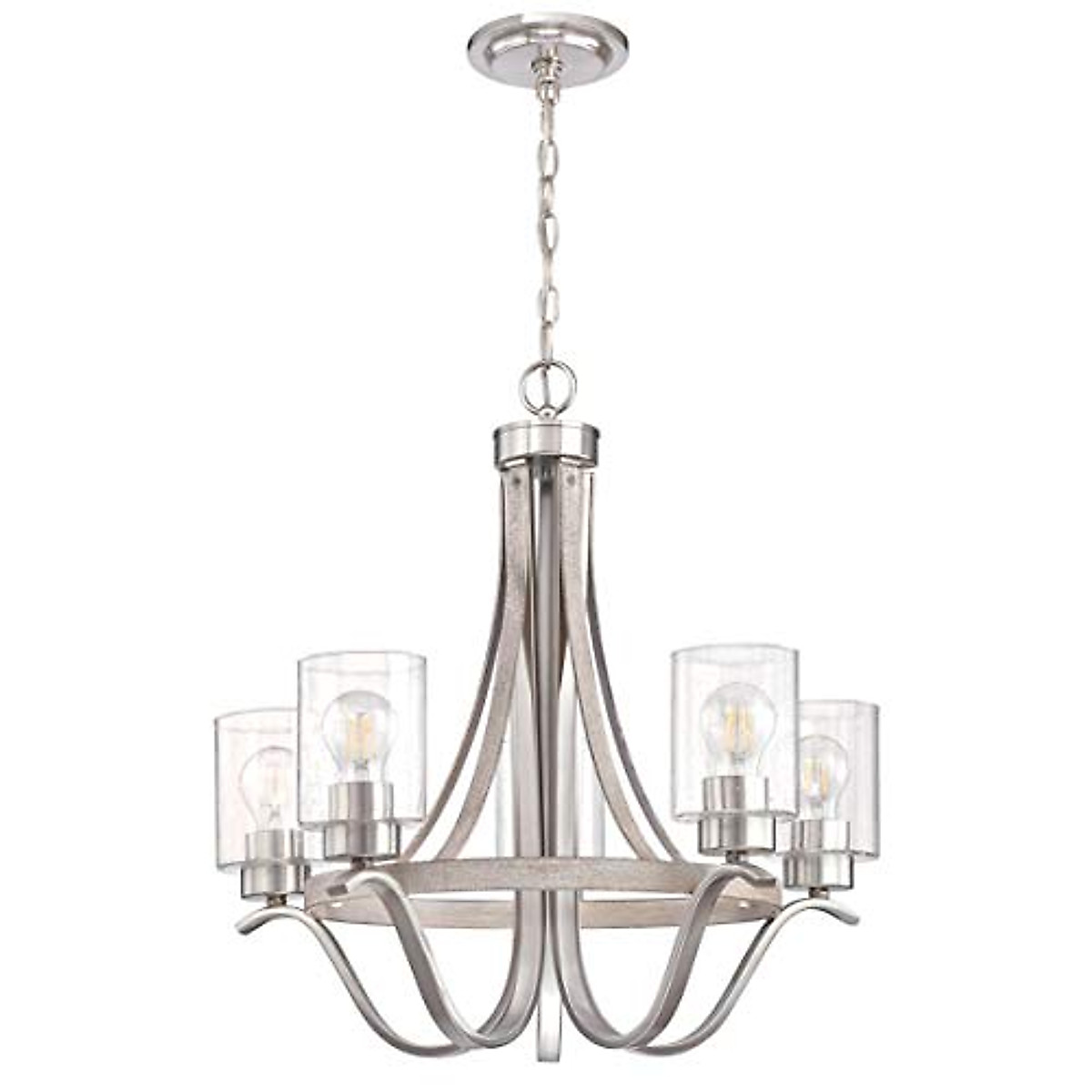 Westinghouse Lighting 6576900 Barnwell Five-Light Indoor Chandelier, Antique Ash and Brushed Nickel Finish with Clear Seeded Glass