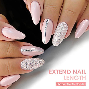 Buqikma Nail Tips Short Oval - 600PCS French Tips Round Shape Half Cover False Acrylic Nails Artificial Tips for DIY & Salon (with Handle - Clear)