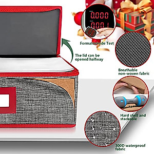 VERONLY Platter Storage Case Stackable - Christmas China Storage Containers, with Hard Lid Height of 5.3'' Padded Surfaces - Structured Top, Bottom and Sides, 4 Felt Dividers Included (Grey and Red)