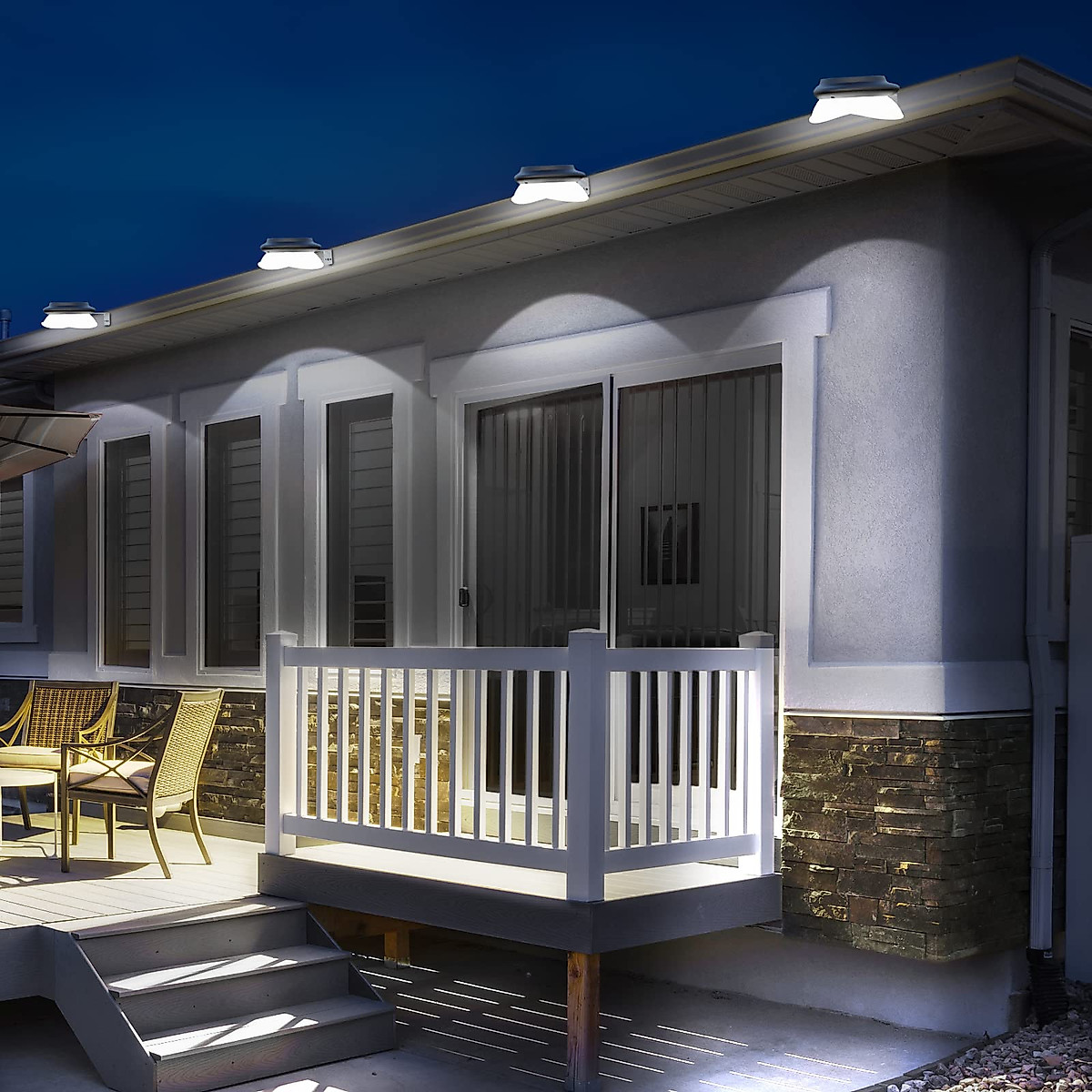 JSOT Solar Fence Lights, Bright Security Outdoor Backyard Lights Waterproof, Patio Decor Sign Lighting for Eaves Deck Pathway Garden Garage Stairs Wall 2 Installations Methods - White Light, 6 Pack