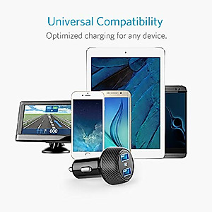 Anker 24W 4.8A Car Charger, 2-Port Ultra-Compact PowerDrive 2 Elite with PowerIQ Technology and LED for iPhone XS/Max/XR/X/8/7/6/Plus, iPad Pro/Air/Mini, Galaxy Note/S Series, LG, Nexus, HTC, and More