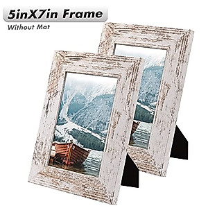 Golden State Art, 5x7 Picture Frame - Country Wood Grain Style - Tabletop Display, Back Hangers for Wall Display - Great for Photos, Gift, Pictures, Wedding, Portraits (2 Pack, White)