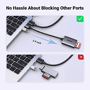 UGREEN USB SD Card Reader, USB 3.0 to Micro SD Card Reader Adapter, Aluminum Multi 2-in-1 Memory Card Readers for Camera SD MicroSD TF SDHC SDXC UHS-I Mac OS Windows Linux Computer PC Laptop