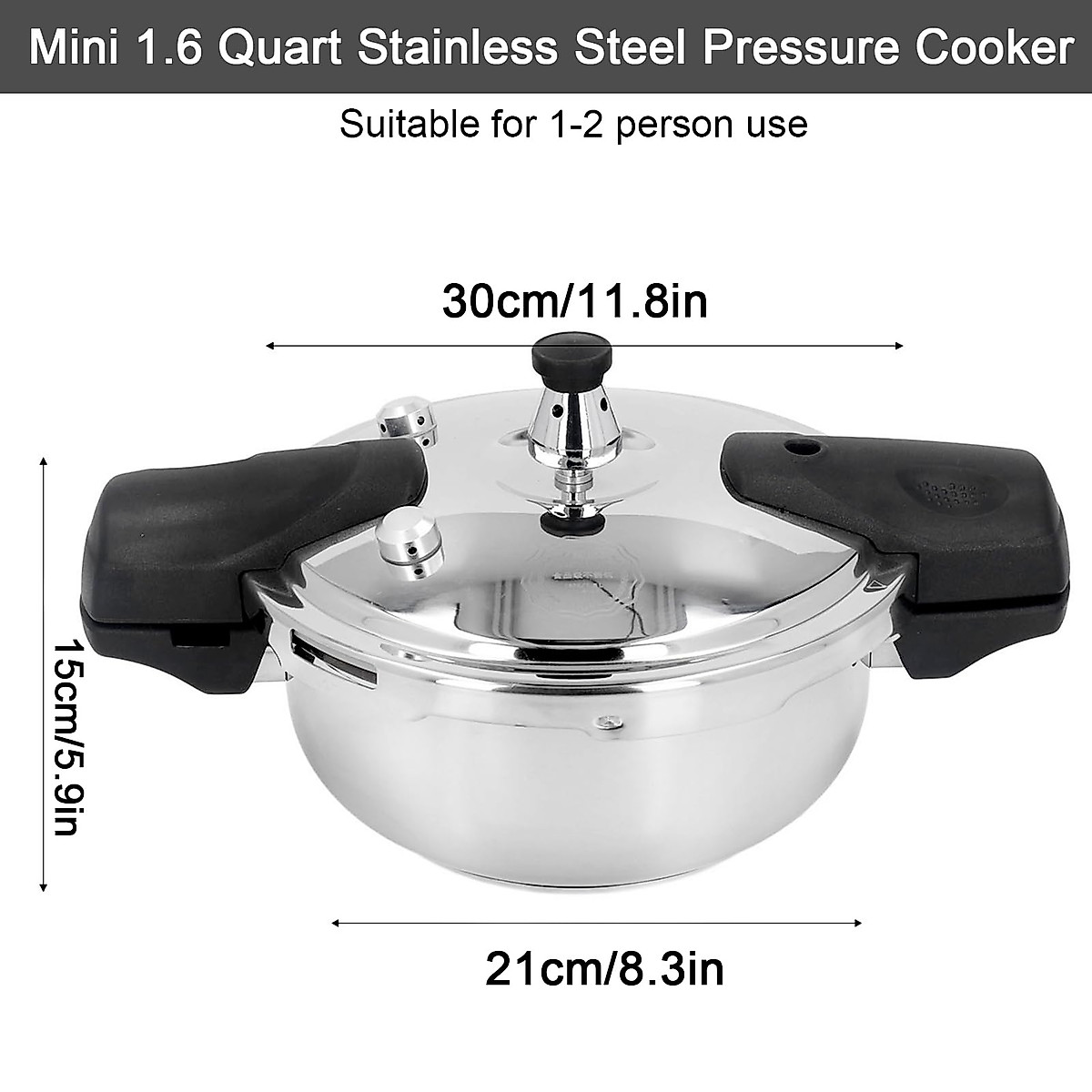 Stainless Steel Pressure Cooker, 1.6 Quart Mini Pressure Cooker Safe Explosion Proof 1.8L Pressure Cooker Oyster Fish Head Pot for Gas Stove Induction Cooker