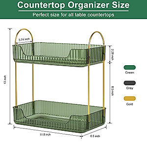 LileZbox Bathroom Counter Organizer Skincare Organizer Perfume Holder for Dresser Countertop Shelf Bathroom Countertop Tray for Cosmetic Skin Care Lipstick (Green 2-Storey)