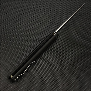 Edc Slim Small Flipper Folding Pocket Gentleman Knife For Men Ceo , Black Grivory Fiberglass Super Lightweight Handle And Liner Lock With Clip, 7Cr13Mov Plain Tanto Edge Blade, Outdoor Rescue Survival Everyday Carry Self Defense