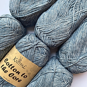 Cotton to The Core Cotton Yarn for Crocheting, 6 Skeins, 852Yds/300G, Free Patterns - Soft Baby Yarn for Knitting - 3 DK Light Worsted Weight - Ocean Blue