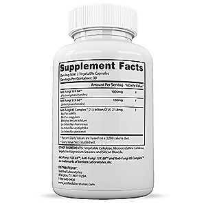 Justified Laboratories (2 Pack) Fungus Clear Pills 1.5 Billion CFU Probiotic Supports Strong Healthy Natural Clear Nails Plus Eliminates Fungus 120 Capsules