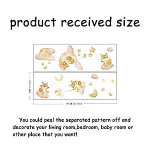 SUPERDANT Fox Moon Wall Stickers Cute Animal Wall Decals Fox Catching Vinyl DIY Art Decor for Baby Nursery Children Bedroom Living Room Wall Decor