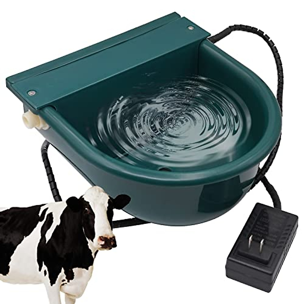 PAULOZYN Heated Automatic Livestock Waterer Dog Water Bowl Dispenser Outdoor Winter Animals Thermal-Bowl for Chicken Horse Cattle Cow Pet Goat Sheep Pig, with Float Ball Valves